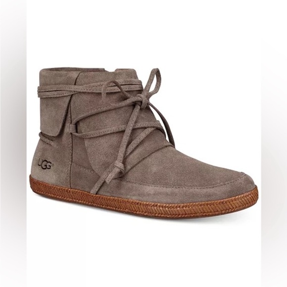 UGG | Shoes | Ugg Australia Reid Suede Leather Shearling Moccasin Ankle ...